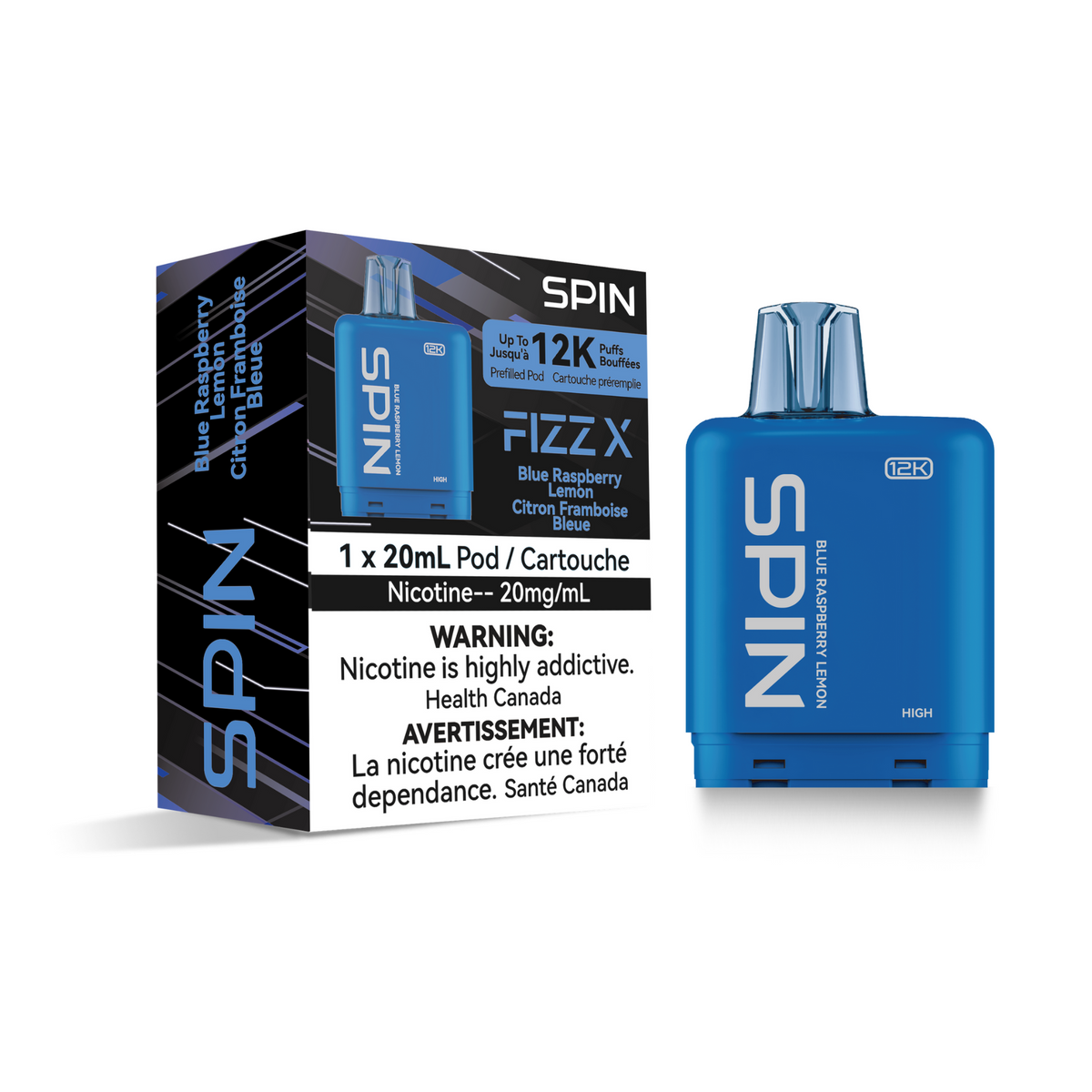 Spin Fizz X Pod 12K Blue Raspberry Lemon - Vape Kingdom