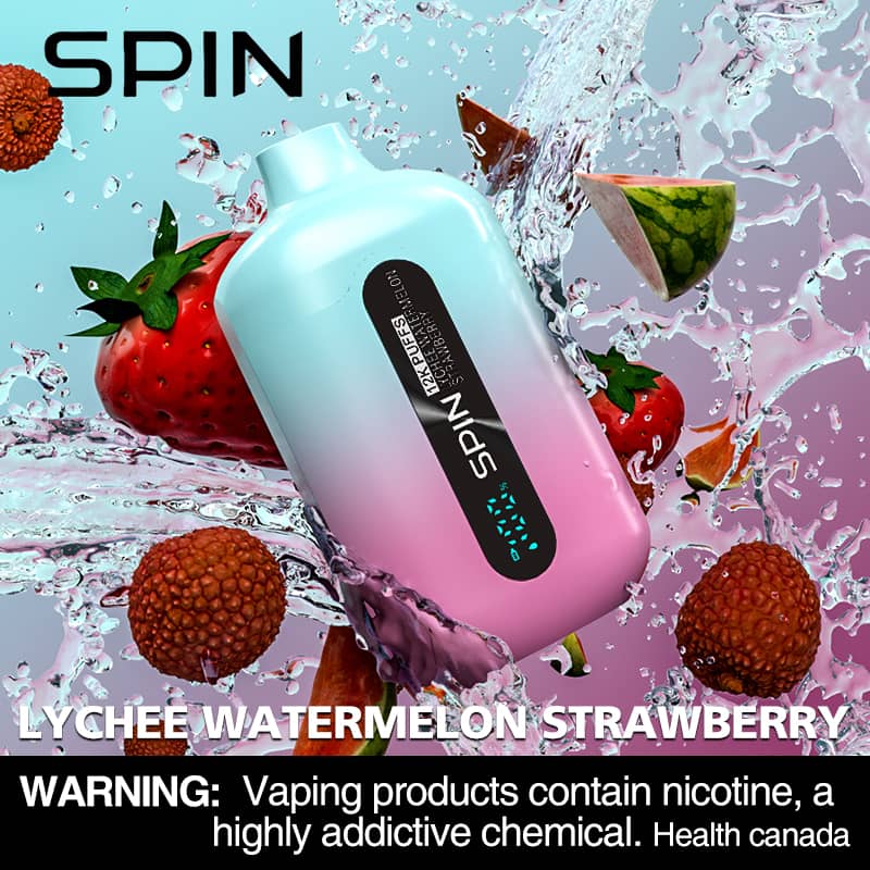 Spin 12K (12000) Vape jetable - Litchi Pastèque Fraise – Vape Kingdom