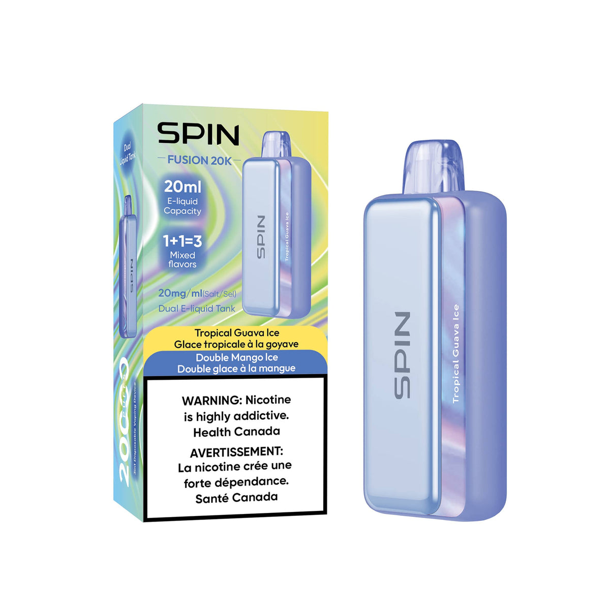 Spin Fusion 20K Tropical Guava Ice and Double Mango Ice - Vape Kingdom