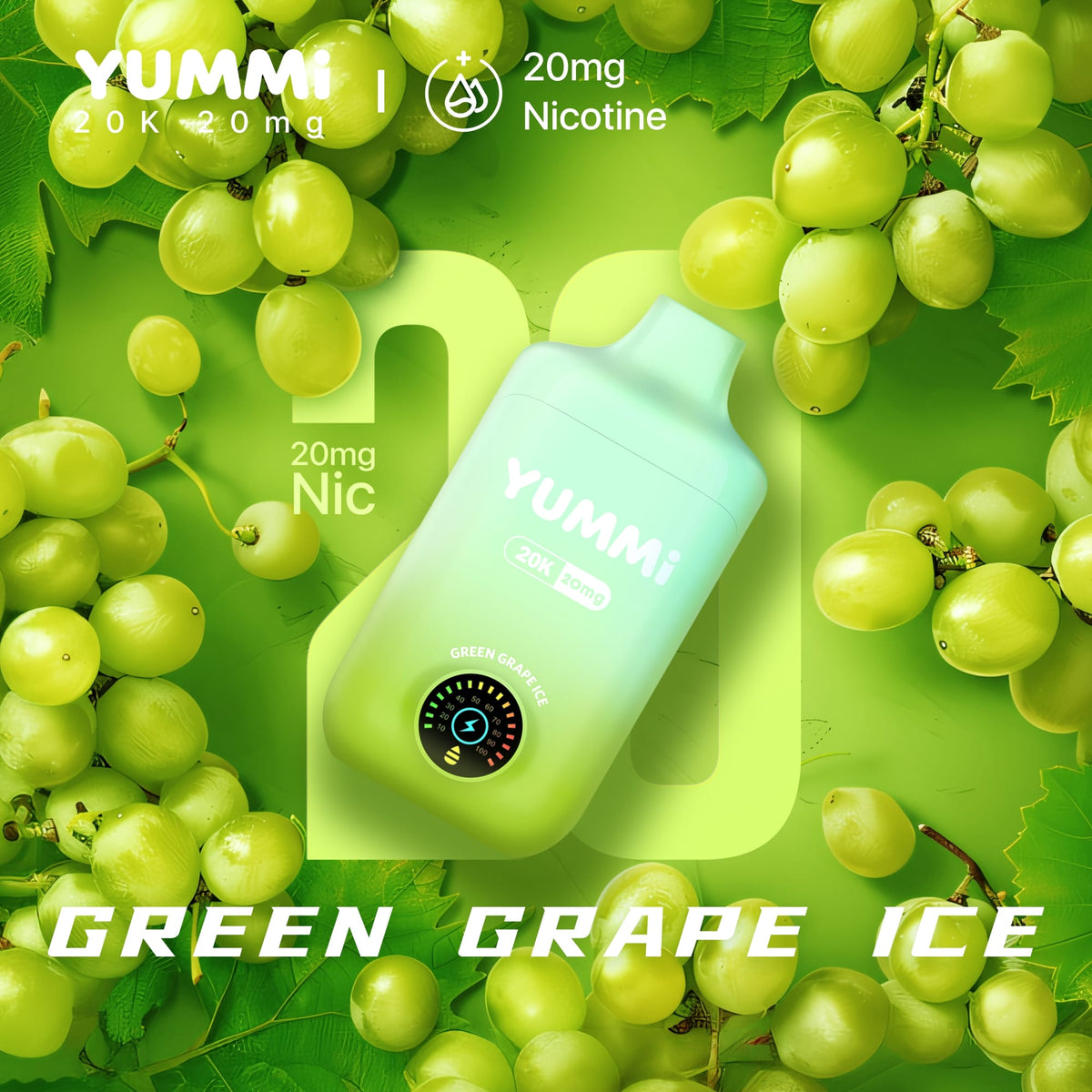 YUMMI 20K Disposable Vape Green Grape Ice - Vape Kingdom